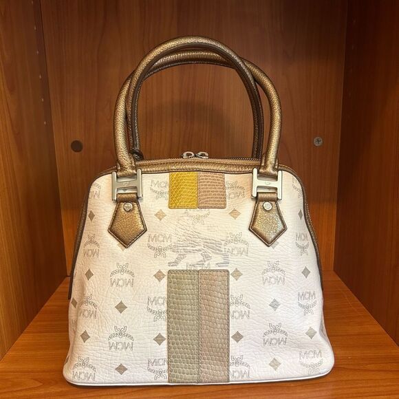 MCM | Bags | Mcm Dome Princess Lion White Leather Handbag | Poshmark
